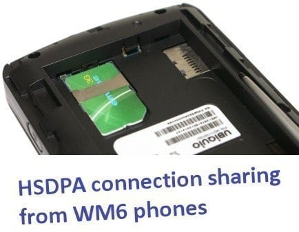 HSDPA connection sharing from WM6 phones